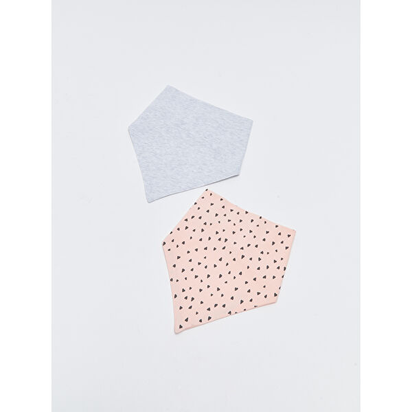 Baskılı Pamuklu Kız Bebek Mama Önlüğü 2'li