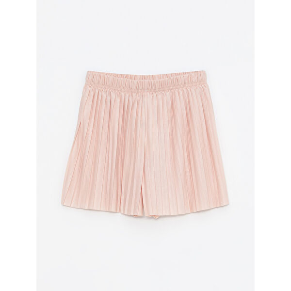 Beli Lastikli Basic Pileli Kız Çocuk Şort