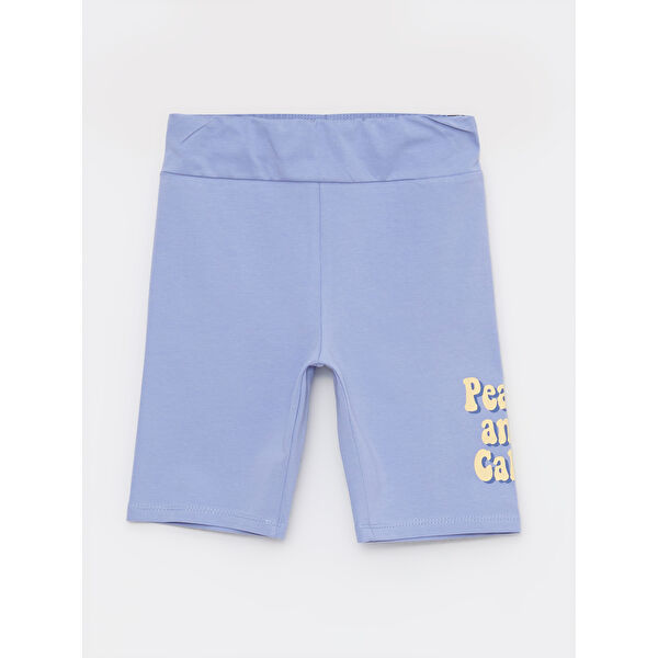 Beli Lastikli Baskılı Pamuklu Kız Çocuk Kısa Tayt