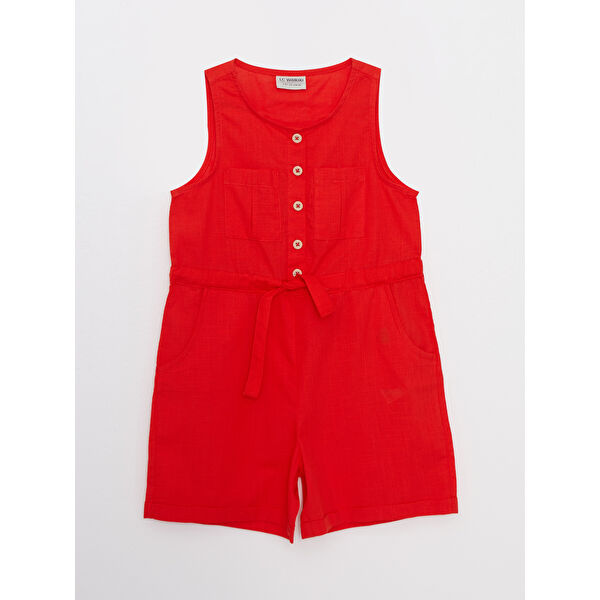 Bisiklet Yaka Basic Poplin Kız Çocuk Tulum