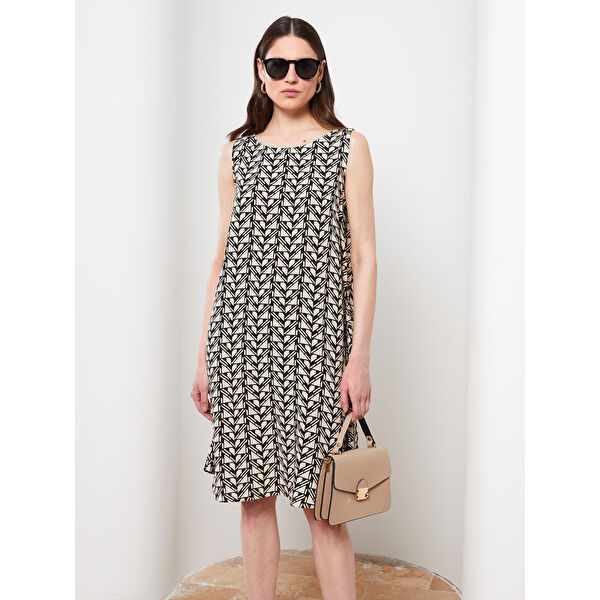 LCW CLASSIC Bisiklet Yaka Desenli Kolsuz A Kesim Viskon Kadın Elbise LCW CLASSIC Bisiklet Yaka Desenli Kolsuz A Kesim Viskon Kadın Elbise