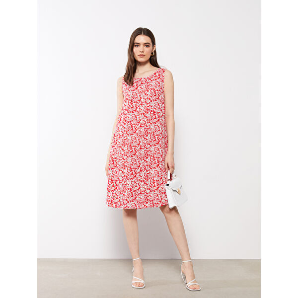 Bisiklet Yaka Desenli Kolsuz A Kesim Viskon Kadın Elbise Bisiklet Yaka Desenli Kolsuz A Kesim Viskon Kadın Elbise