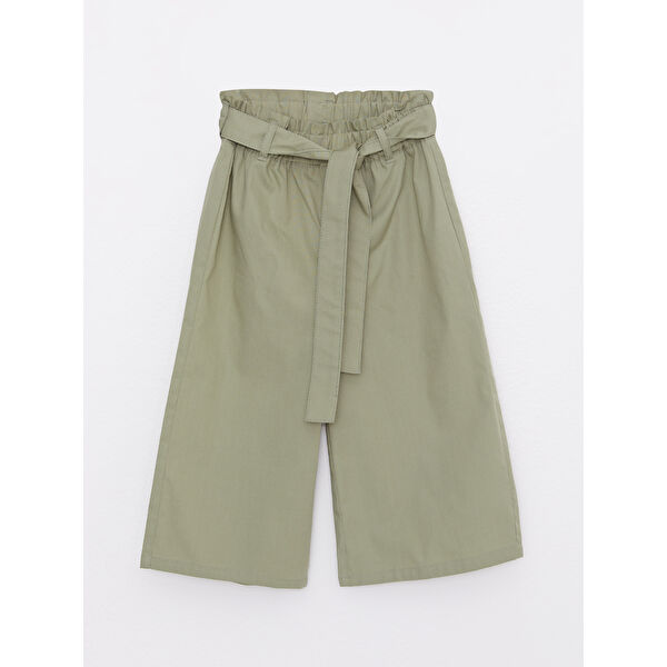 Beli Lastikli Basic Geniş Paça Poplin Kız Çocuk Capri
