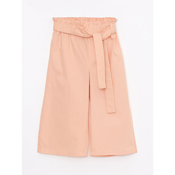 Beli Lastikli Basic Geniş Paça Poplin Kız Çocuk Capri