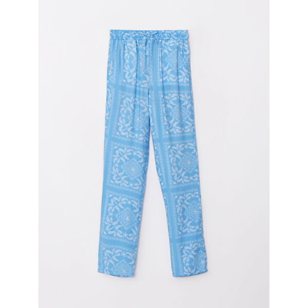 Beli Lastikli Desenli Viskon Kız Çocuk Pantolon