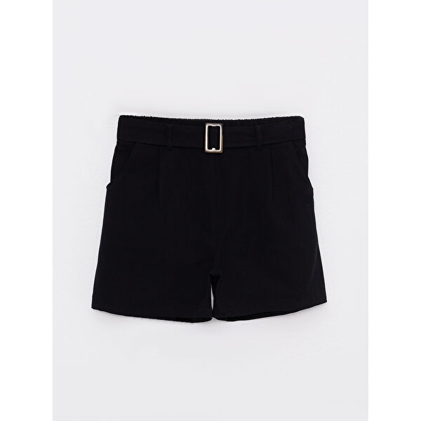 Beli Lastikli Basic Poplin Kız Çocuk Şort