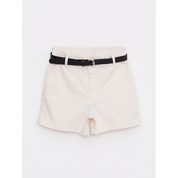 Beli Lastikli Basic Gabardin Kız Çocuk Şort ve Kemer