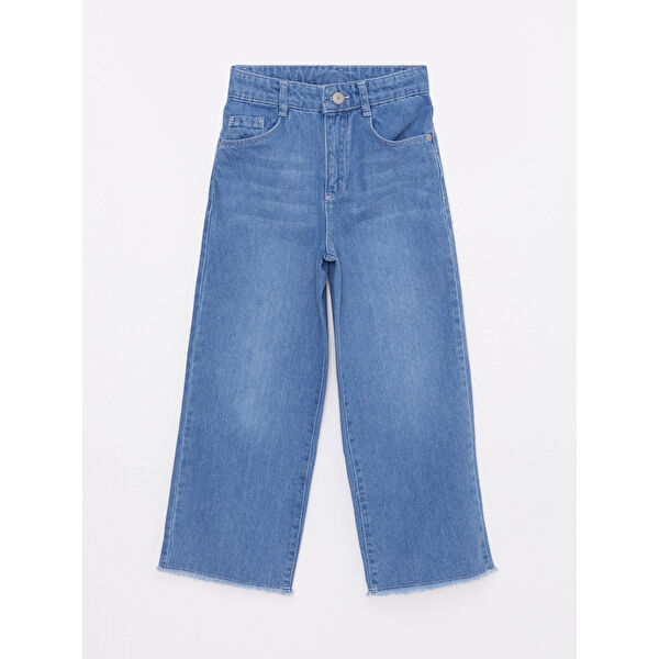 Basic Geniş Paça Kız Çocuk Jean Pantolon