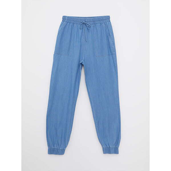 LCW CLASSIC Beli Lastikli Rahat Kalıp Düz Cep Detaylı Kadın Jean Pantolon