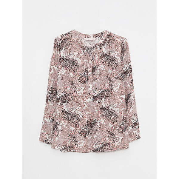 LCW GRACE Kaçık Yaka Çiçekli Uzun Kollu Viskon Kadın Bluz