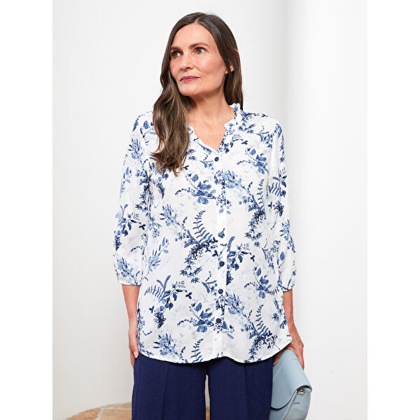 LCW GRACE Kaçık Yaka Desenli Uzun Kollu Viskon Kadın Gömlek LCW GRACE Kaçık Yaka Desenli Uzun Kollu Viskon Kadın Gömlek