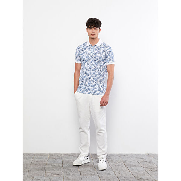 LCW CASUAL Polo Yaka Kısa Kollu Desenli Pike Erkek Tişört