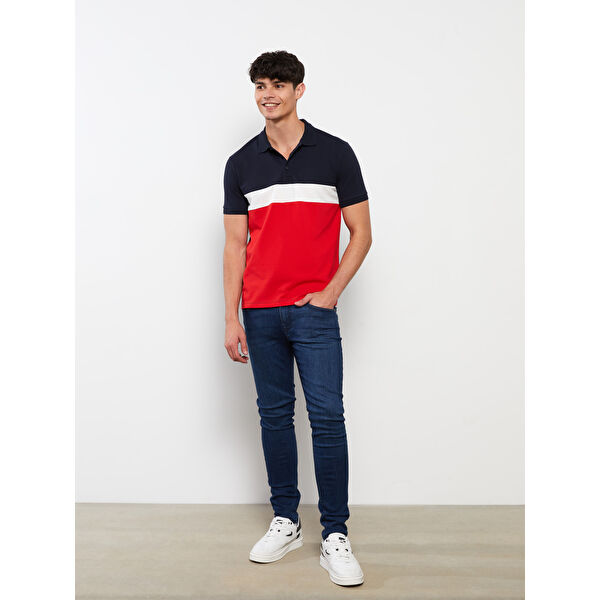 LCW CASUAL Polo Yaka Kısa Kollu Renk Bloklu Erkek Tişört