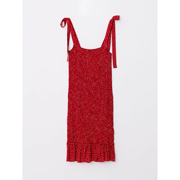 XSIDE Kare Yaka Puantiyeli Askılı Viskon Kadın Elbise