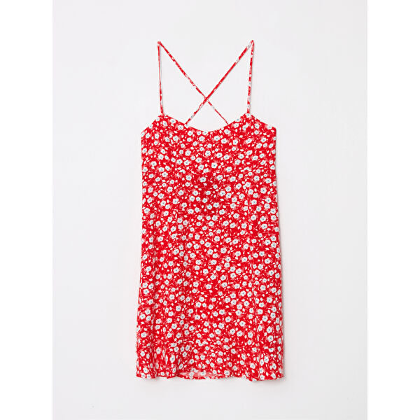 XSIDE Kalp Yaka Çiçekli Askılı Viskon Kadın Elbise