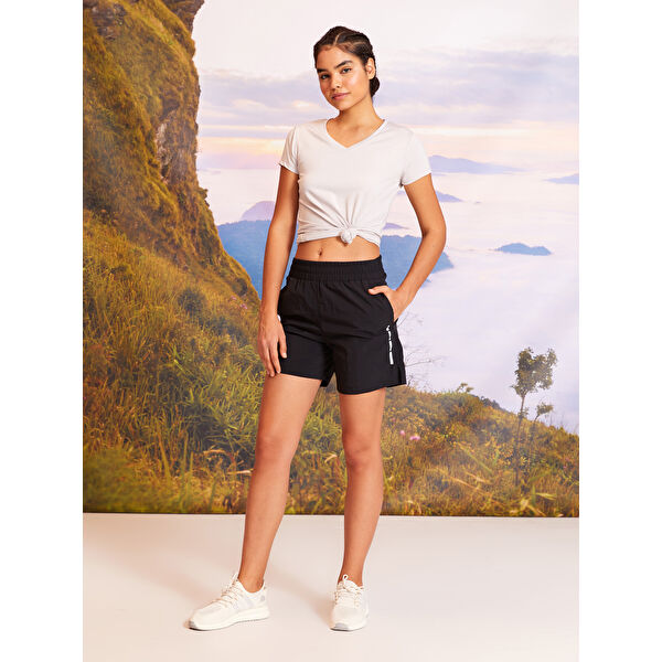 Beli Lastikli Baskılı Kadın Outdoor Şort