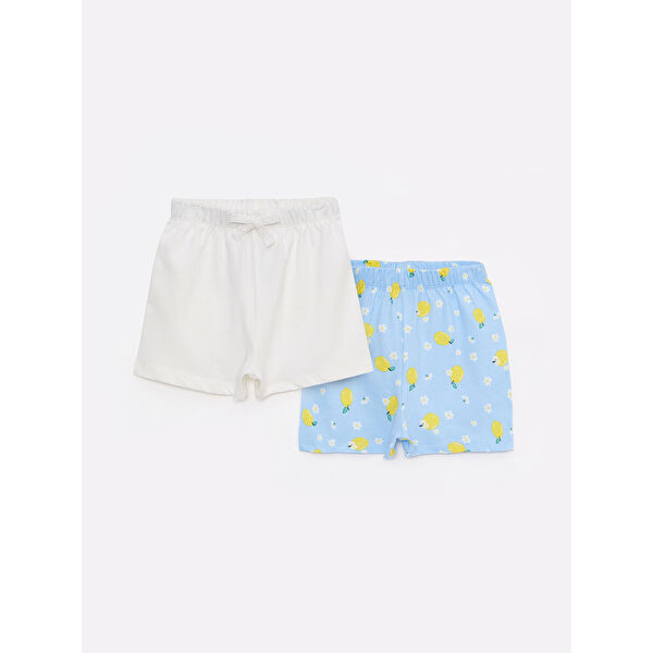 Beli Lastikli Pamuklu Kız Bebek Şort 2'li