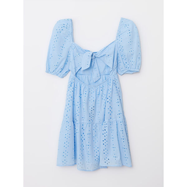 XSIDE Kalp Yaka Nakışlı Kısa Kollu Kadın Elbise