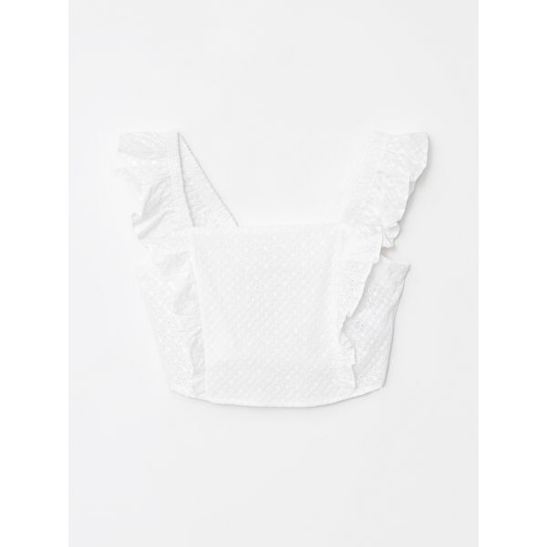 XSIDE Kare Yaka Kendinden Desenli Kolsuz Brode Kadın Bluz XSIDE Kare Yaka Kendinden Desenli Kolsuz Brode Kadın Bluz