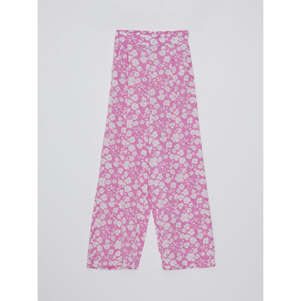 XSIDE Beli Lastikli Standart Fit Çiçekli Viskon Kadın Pantolon