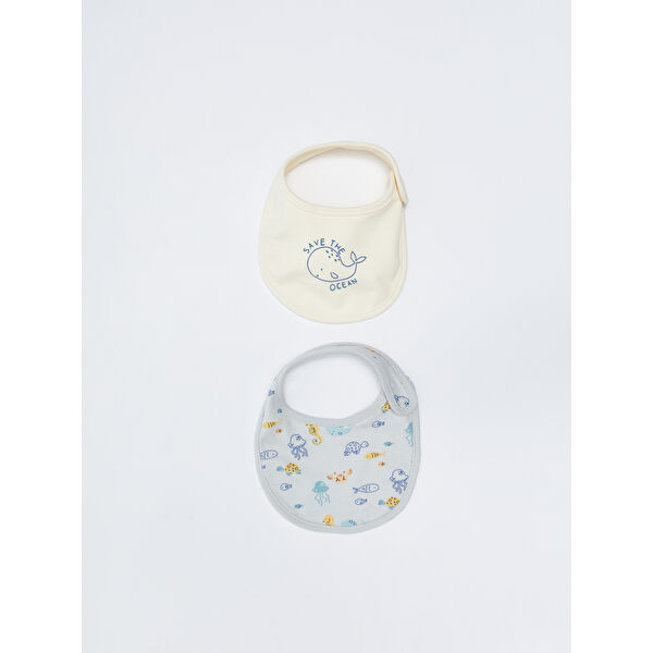 Baskılı Pamuklu Erkek Bebek Mama Önlüğü 2'li Baskılı Pamuklu Erkek Bebek Mama Önlüğü 2'li