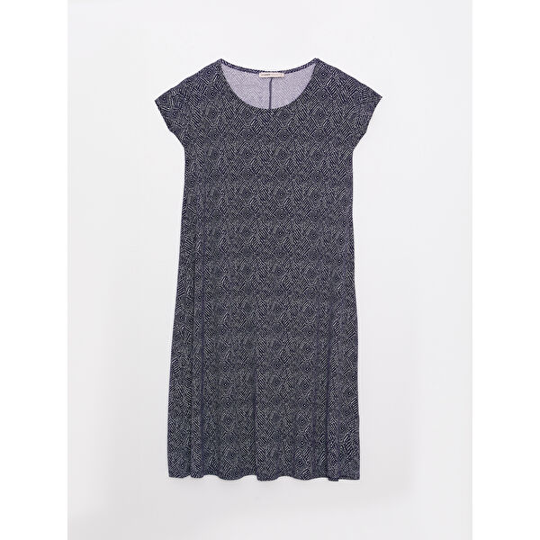 LCW GRACE Bisiklet Yaka Çizgili Kısa Kollu A Kesim Kadın Elbise