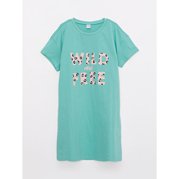 Bisiklet Yaka Baskılı Kısa Kollu Kız Çocuk Gecelik