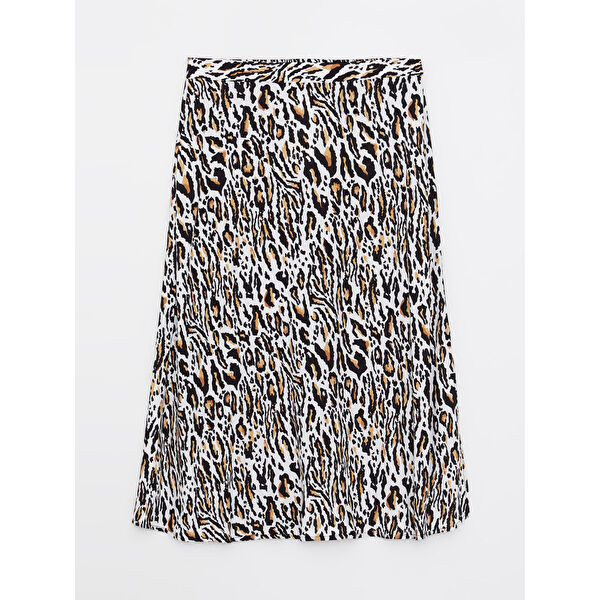 LCW CLASSIC Beli Lastikli Standart Fit Desenli Viskon Kadın Etek