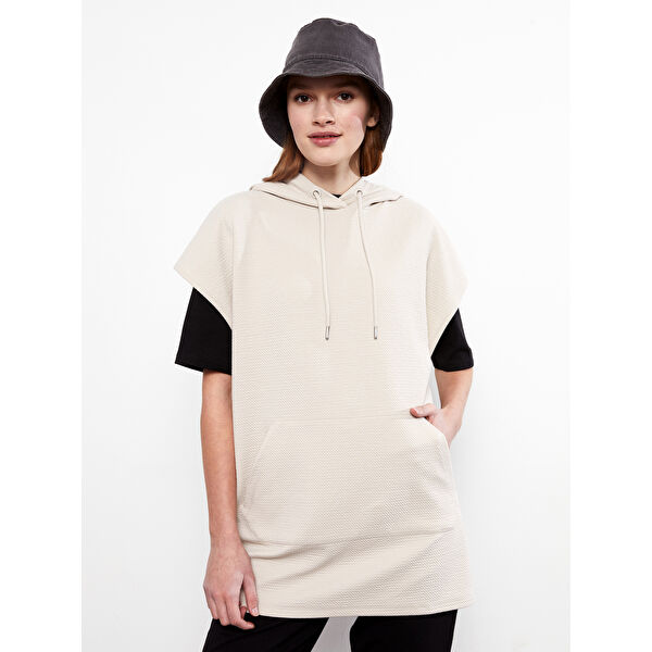 MODEST Kapüşonlu Kendinden Desenli Kadın Süveter