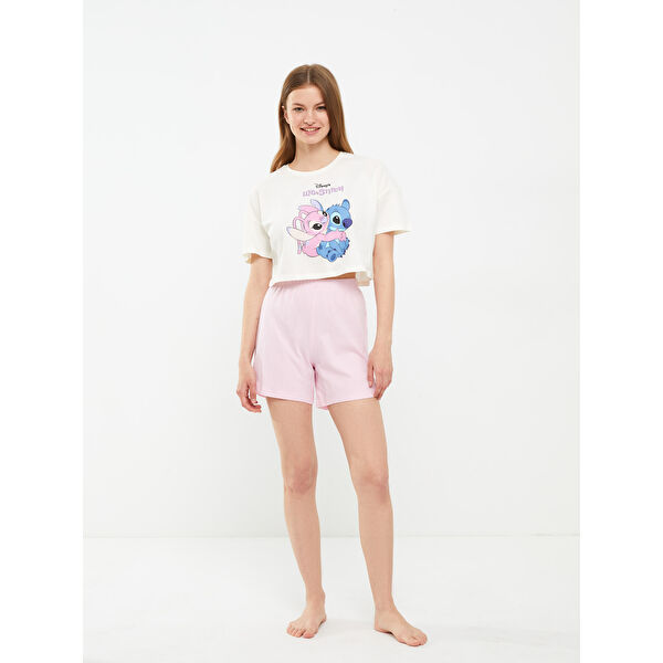 LCW DREAM Bisiklet Yaka Lilo & Stitch Baskılı Kısa Kollu Pamuklu Kadın Pijama Takımı LCW DREAM Bisiklet Yaka Lilo & Stitch Baskılı Kısa Kollu Pamuklu Kadın Pijama Takımı