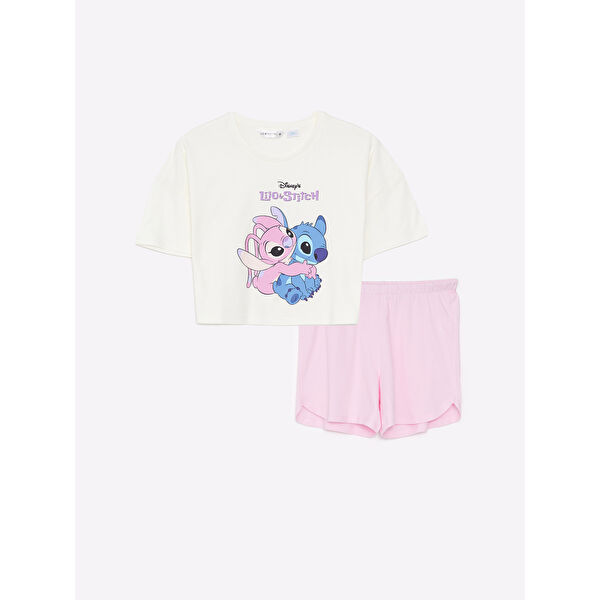 LCW DREAM Bisiklet Yaka Lilo & Stitch Baskılı Kısa Kollu Pamuklu Kadın Pijama Takımı LCW DREAM Bisiklet Yaka Lilo & Stitch Baskılı Kısa Kollu Pamuklu Kadın Pijama Takımı