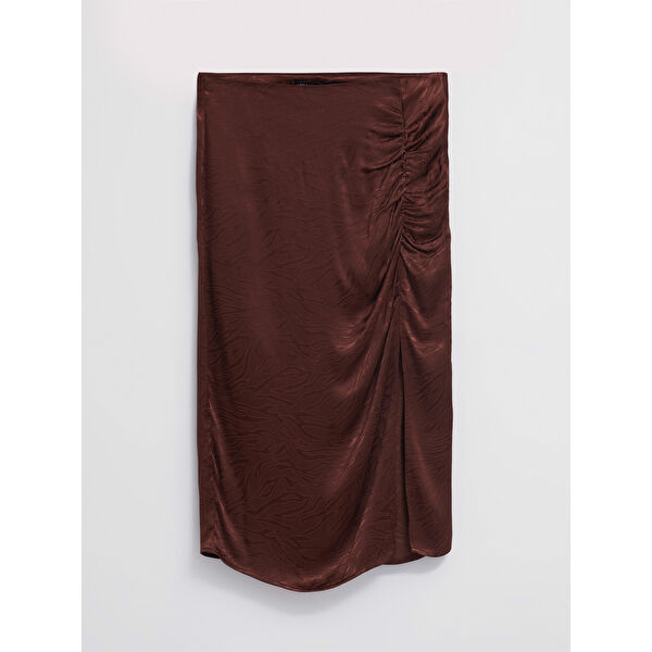 LCW CASUAL Beli Fermuarlı Kendinden Desenli Büzgü Detaylı Viskon Kadın Etek LCW CASUAL Beli Fermuarlı Kendinden Desenli Büzgü Detaylı Viskon Kadın Etek