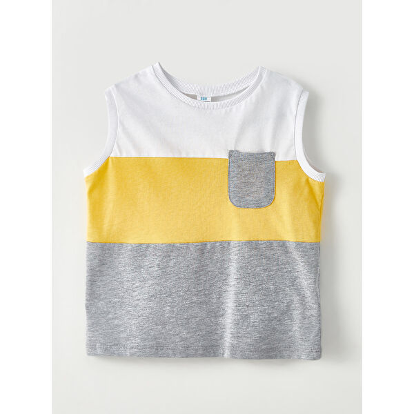 Bisiklet Yaka Renk Bloklu Erkek Bebek Atlet