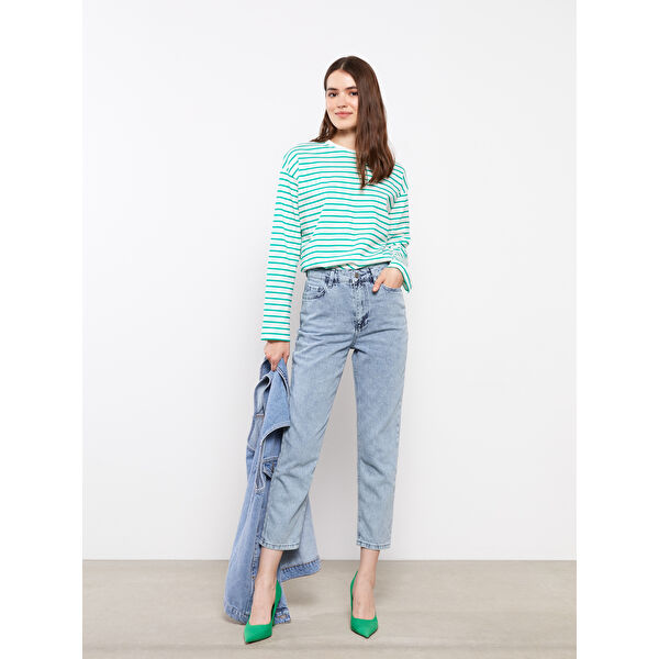 MODEST Standart Fit Düz Cep Detaylı Kadın Rodeo Jean Pantolon