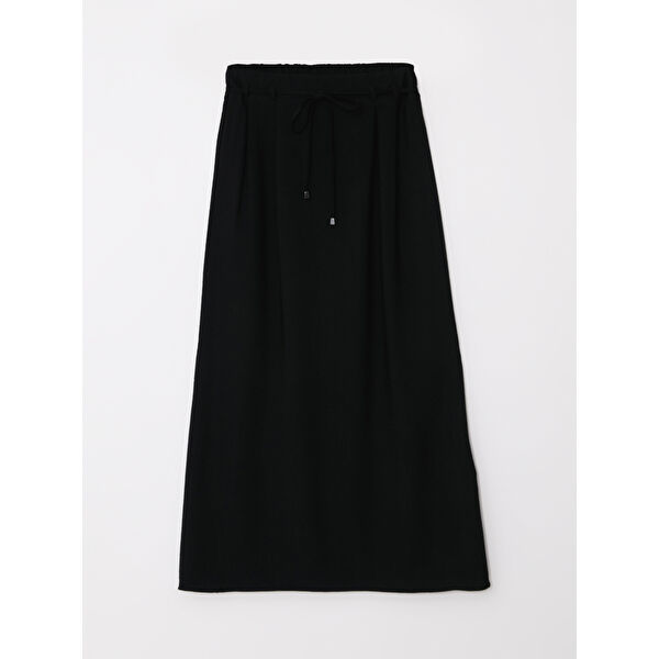 LCW GRACE Beli Lastikli Düz A Kesim Keten Kadın Etek