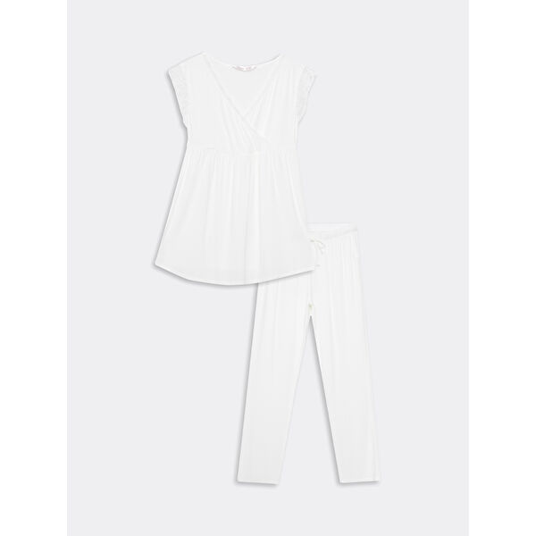 LCW DREAM V Yaka Düz Kolsuz Hamile Pijama Takımı