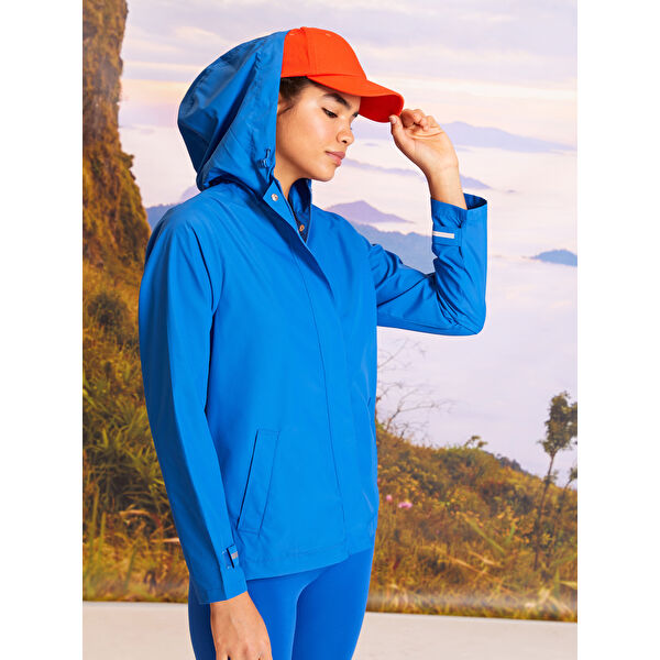 Kapüşonlu Baskılı Uzun Kollu Kadın Outdoor Yağmurluk Kapüşonlu Baskılı Uzun Kollu Kadın Outdoor Yağmurluk