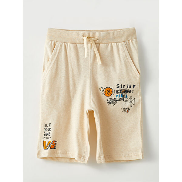 Beli Lastikli Baskılı Erkek Çocuk Bermuda