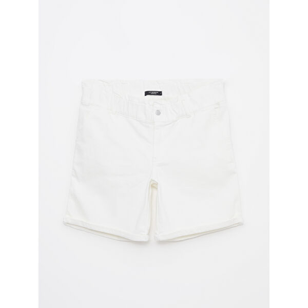 Beli Lastikli Standart Fit Düz Cep Detaylı Hamile Rodeo Jean Şort