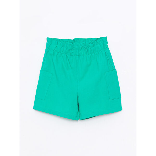 Beli Lastikli Basic Poplin Kız Çocuk Şort Beli Lastikli Basic Poplin Kız Çocuk Şort