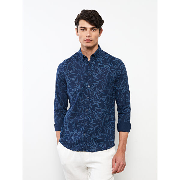 Regular Fit Uzun Kollu Desenli Poplin Erkek Gömlek Regular Fit Uzun Kollu Desenli Poplin Erkek Gömlek
