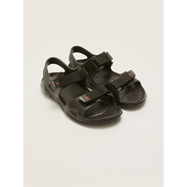 Deri Görünümlü Cırt Cırtlı Erkek Sandalet