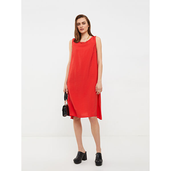 Bisiklet Yaka Düz Kolsuz A Kesim Kadın Elbise