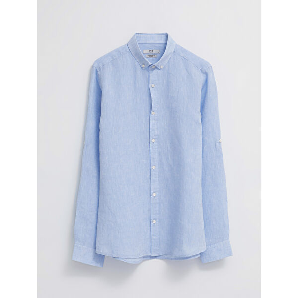 LCW VISION Regular Fit Uzun Kollu Keten Erkek Gömlek