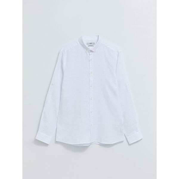 LCW VISION Regular Fit Uzun Kollu Keten Erkek Gömlek