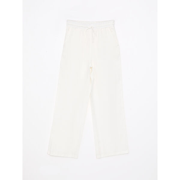 LCW CLASSIC Beli Lastikli Rahat Kalıp Düz Keten Kadın Pantolon