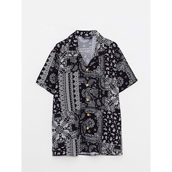 Desenli Kısa Kollu Viskon Erkek Çocuk Gömlek