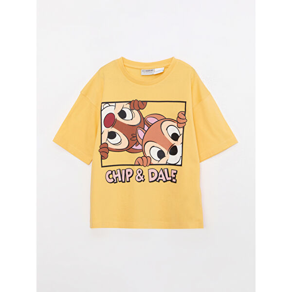 Bisiklet Yaka Chip&Dale Baskılı Kısa Kollu Pamuklu Kız Çocuk Tişört Bisiklet Yaka Chip&Dale Baskılı Kısa Kollu Pamuklu Kız Çocuk Tişört