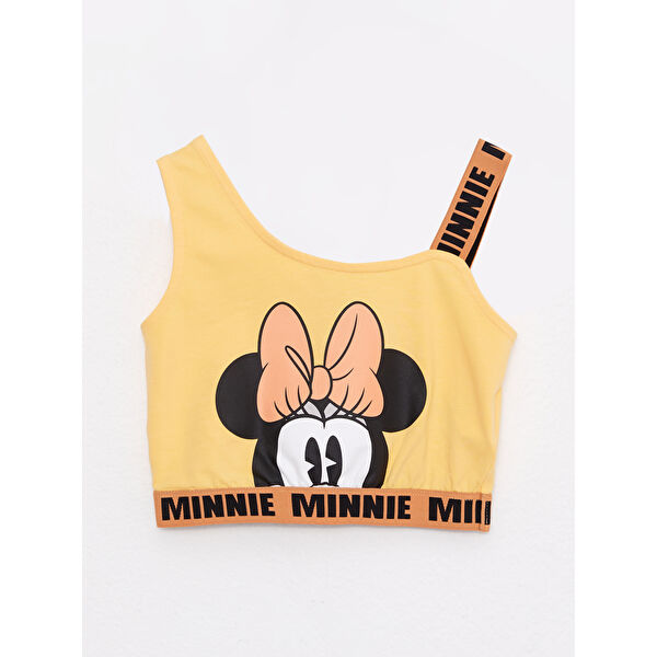 Minnie Mouse Baskılı Pamuklu Kız Çocuk Crop Atlet