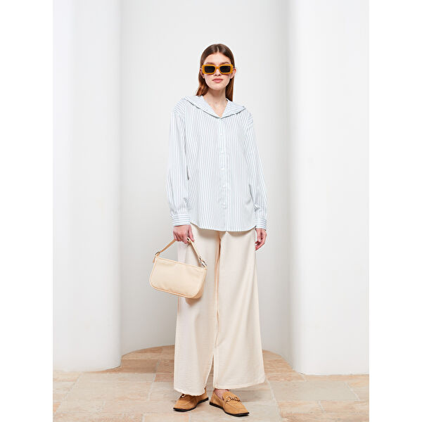 MODEST Kapüşonlu Çizgili Uzun Kollu Oversize Kadın Tunik